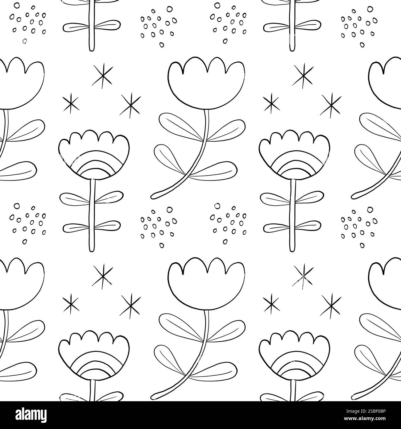 Abstract pattern with graphic elements, vector hand drawing, ink ...