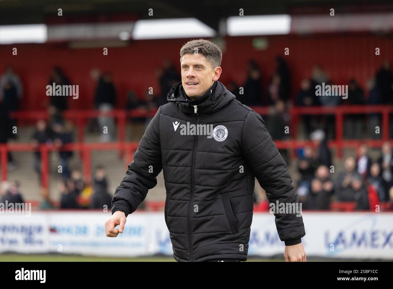 Alex Revell during football match whilst manager of Stevenage Football ...