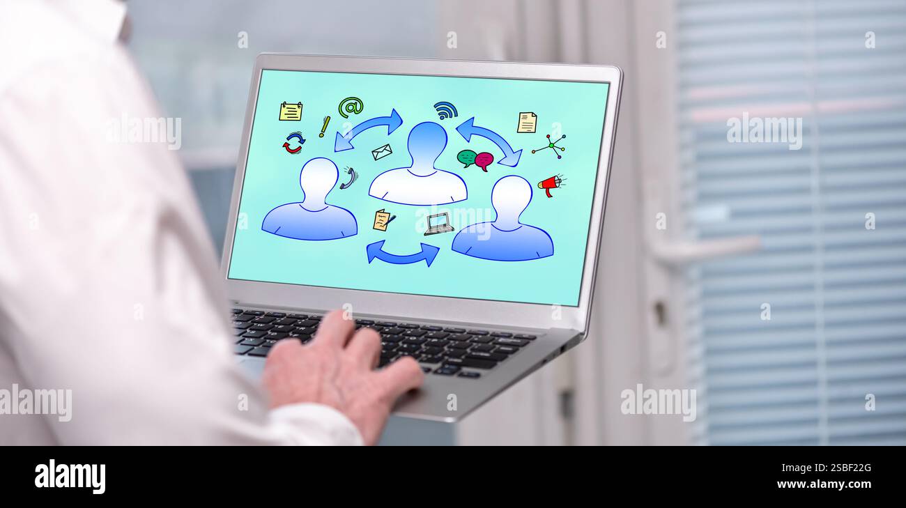 Laptop screen displaying a communication concept Stock Photo - Alamy