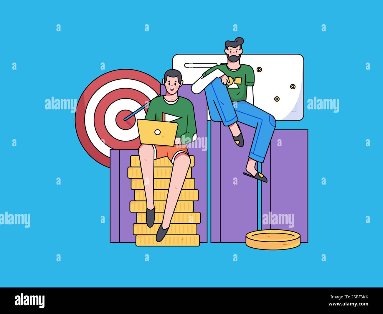 Marketing planning business characters flat vector concept operation ...
