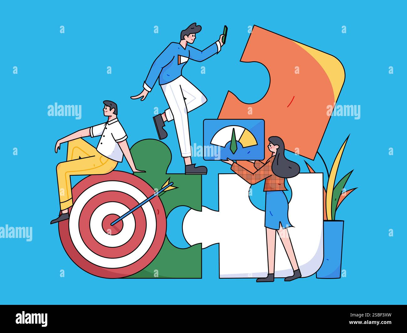 Marketing planning business characters flat vector concept operation ...