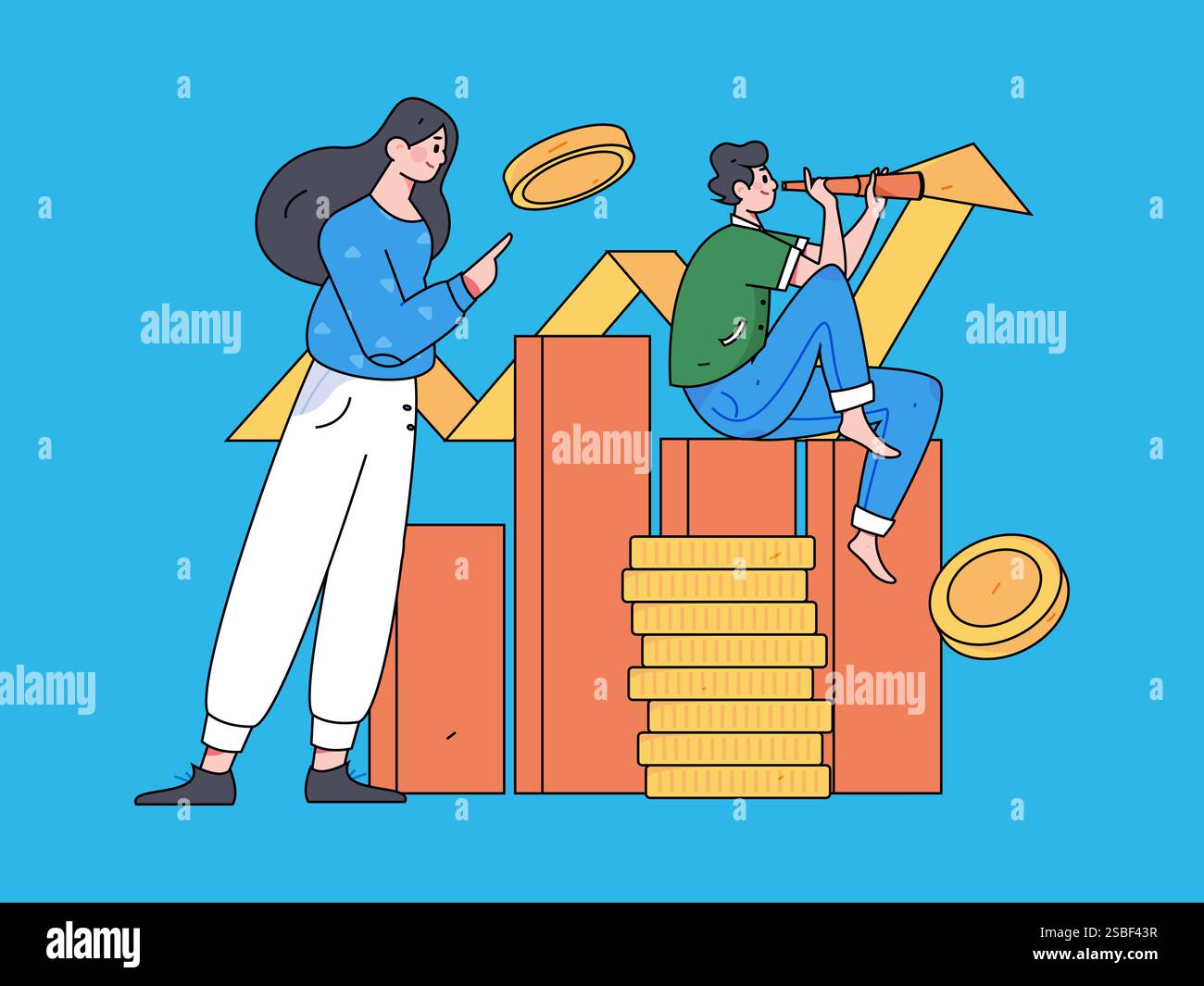 Marketing planning business characters flat vector concept operation ...