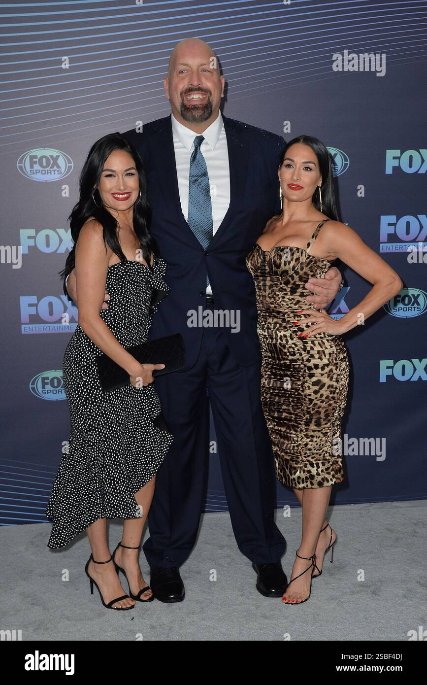 Nikki Bella, Paul Wight (Big Show) and Brie Bella arriving at the Fox ...