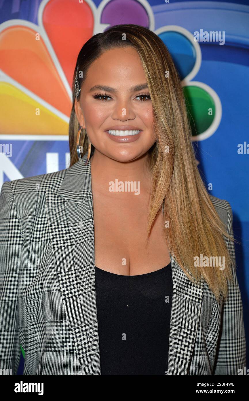 Chrissy Teigen arriving at the NBCUniversal Upfront Presentation at the ...