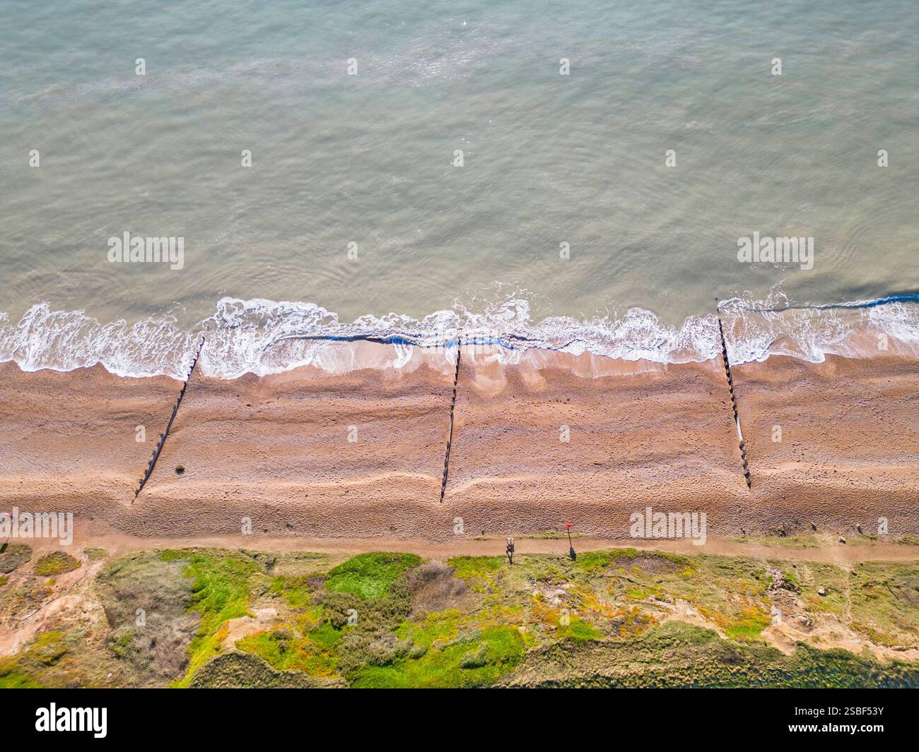 aerial view of glyne gap and the long shingle beach between bexhill and ...