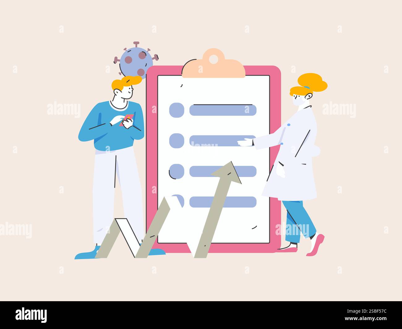 Doctor examines patient flat vector concept operation hand drawn ...