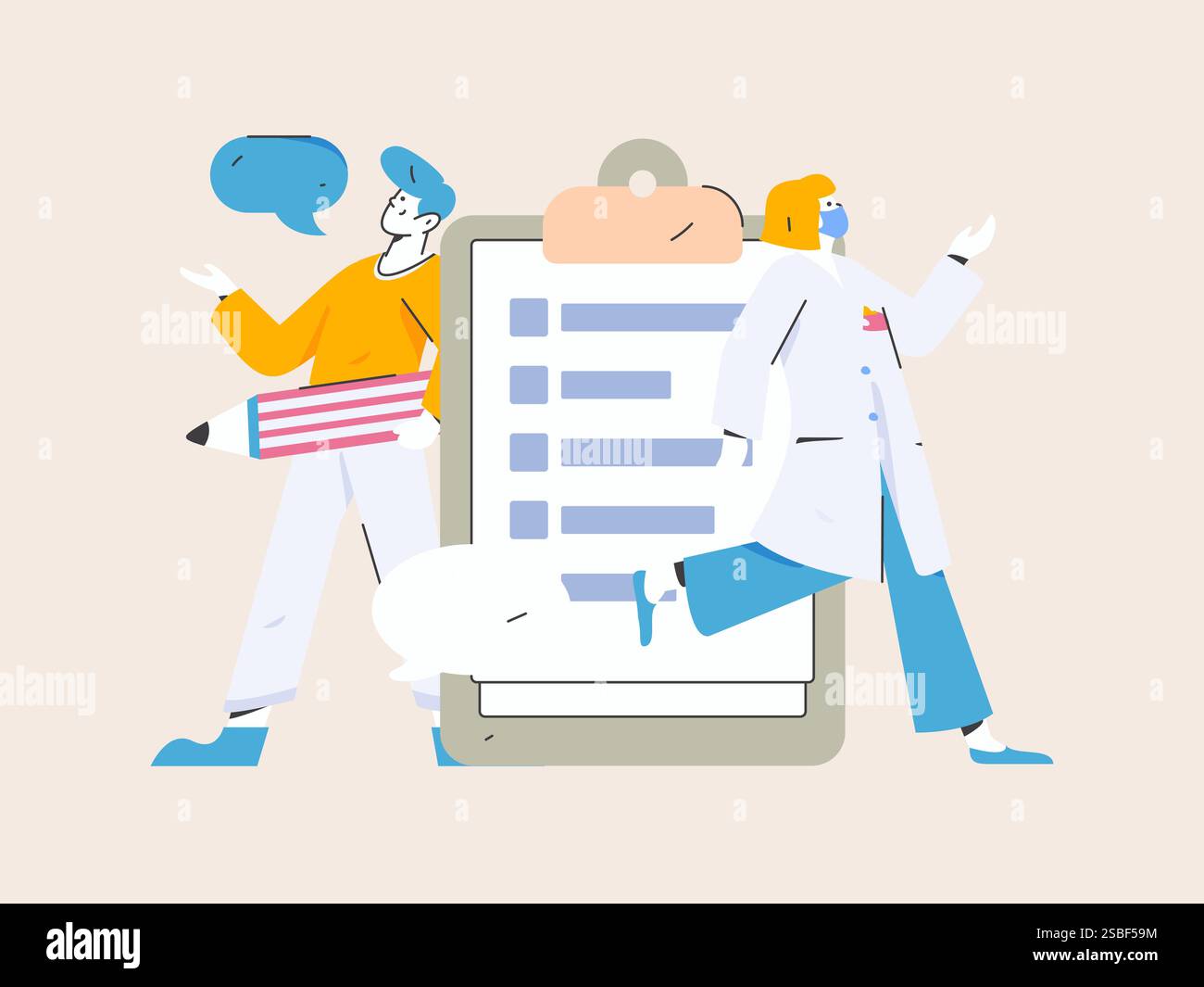 Doctor examines patient flat vector concept operation hand drawn ...