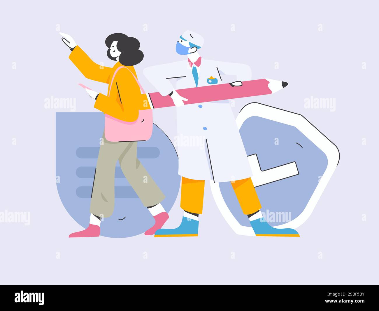 Doctor examines patient flat vector concept operation hand drawn ...