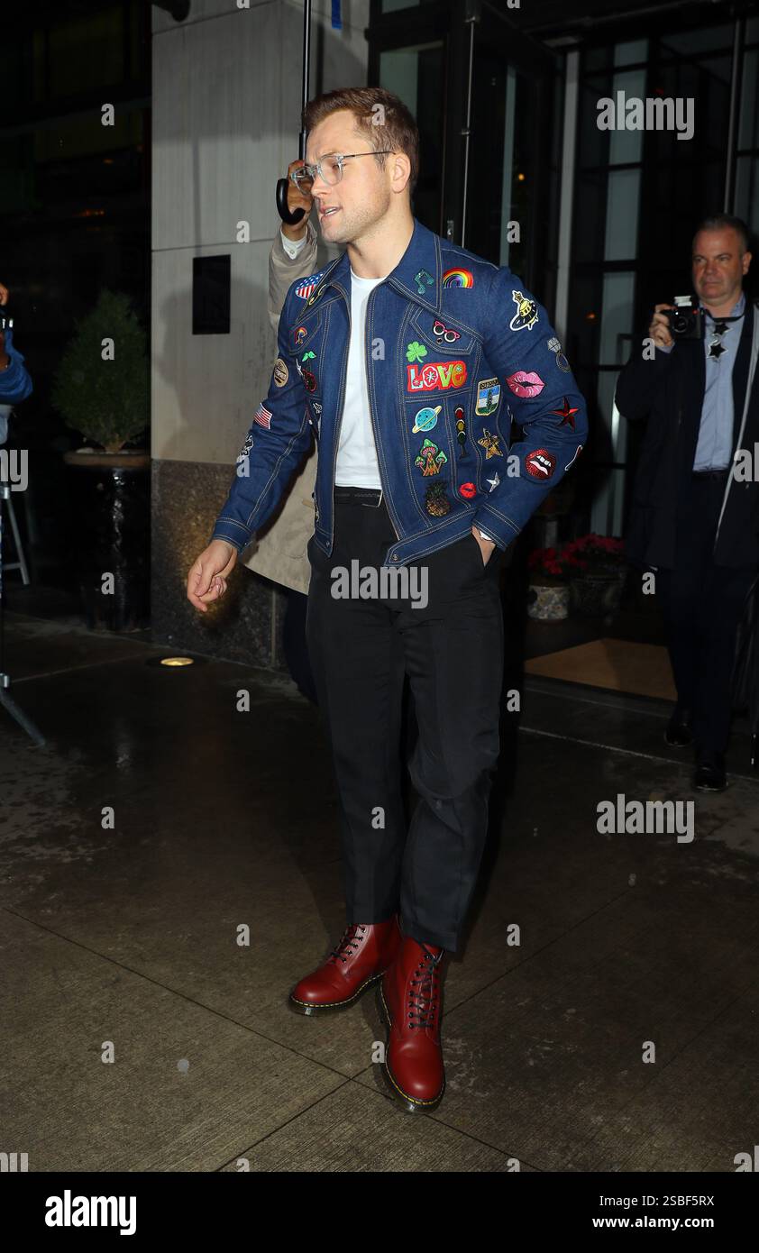 Taron Egerton leaves a midtown hotel on May 29 2019 in New York City ...