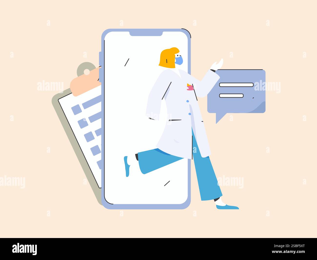 Doctor examines patient flat vector concept operation hand drawn ...