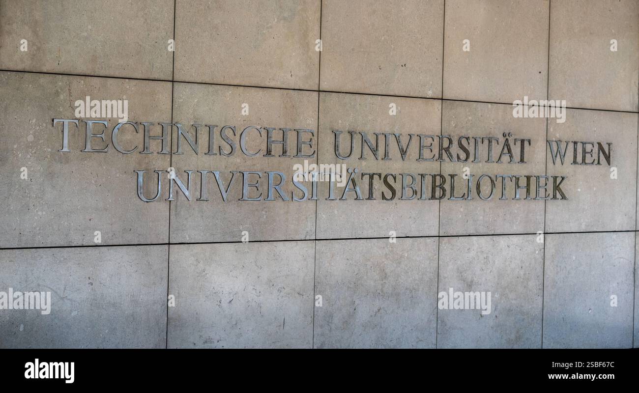 Sign on the Wall of the Library of the University of Technology, Vienna ...
