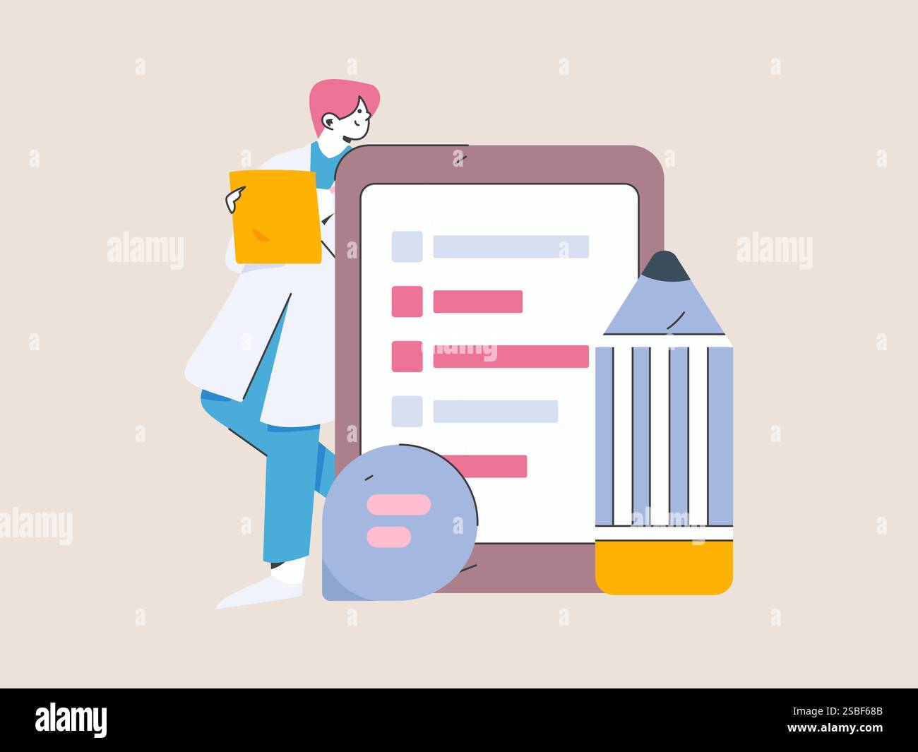 Doctor examines patient flat vector concept operation hand drawn ...
