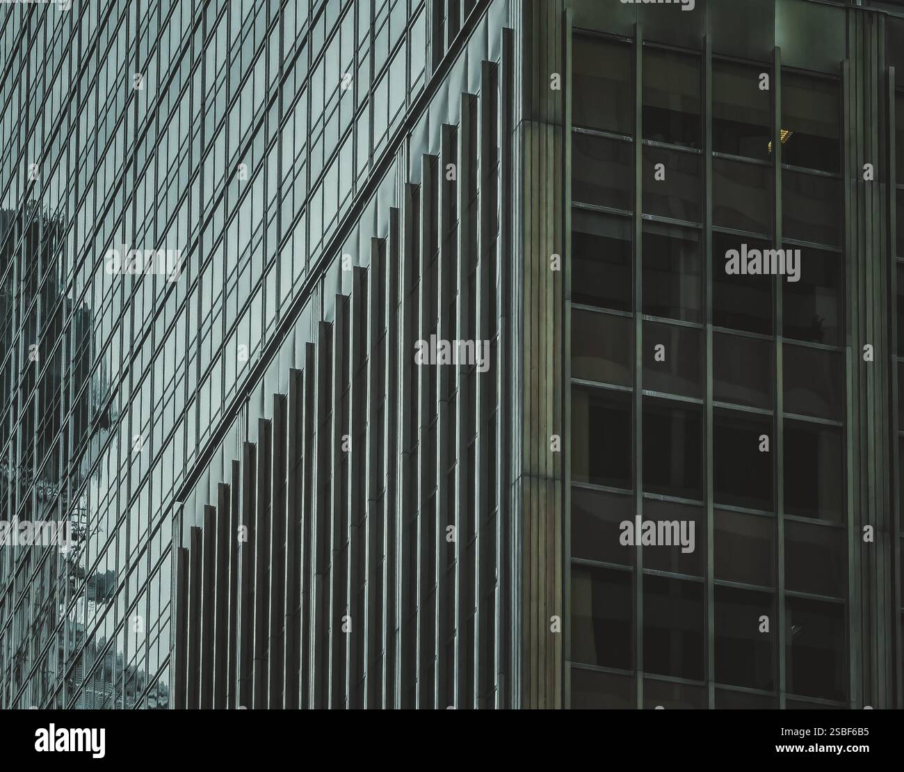 Close-up view of modern Hong Kong architecture. Geometric lines and ...