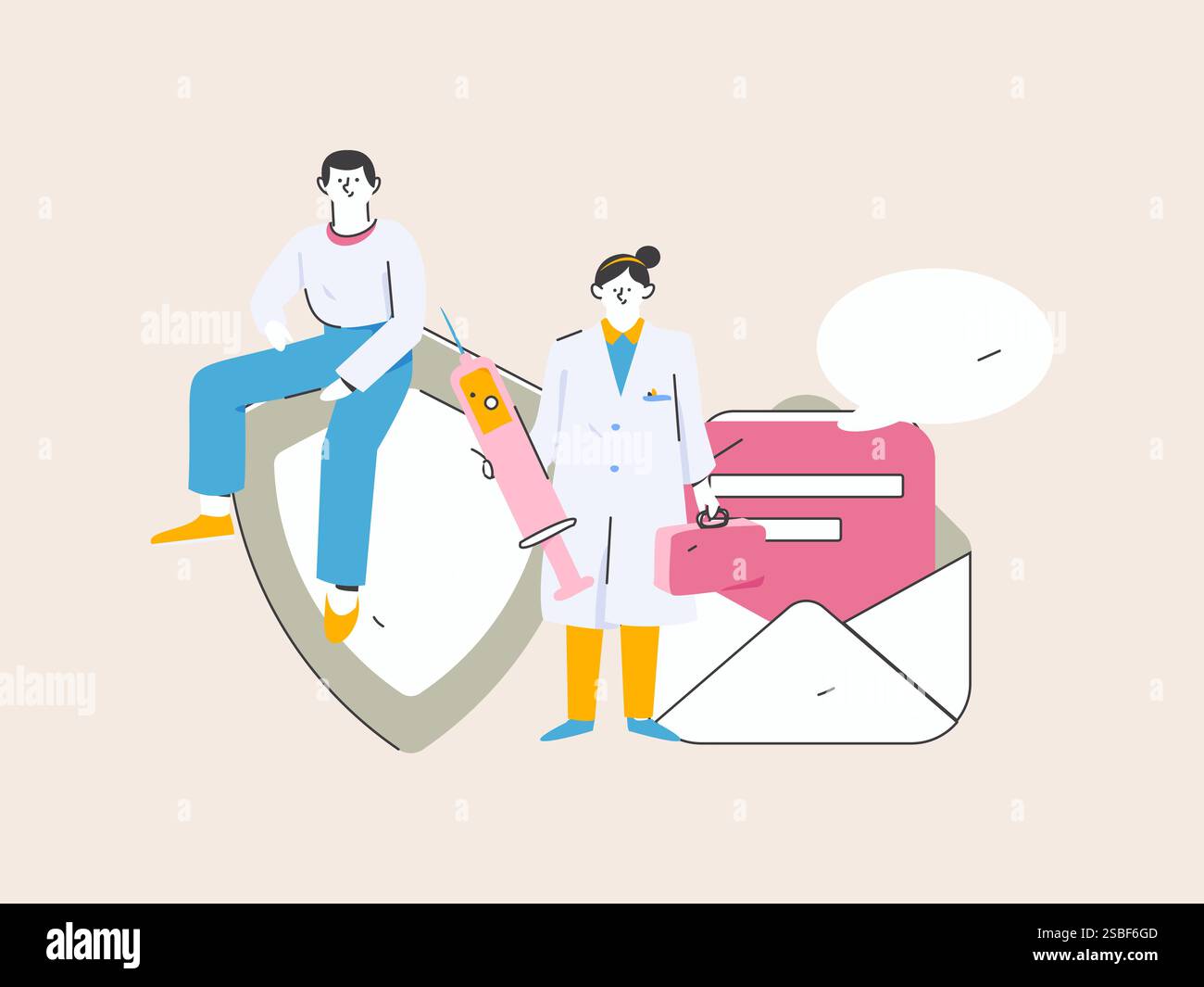 Doctor examines patient flat vector concept operation hand drawn ...