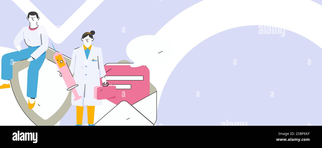 Doctor examines patient flat vector concept operation hand drawn ...