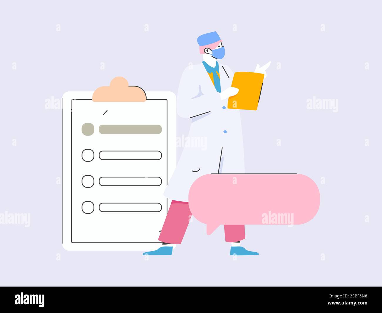Doctor examines patient flat vector concept operation hand drawn ...