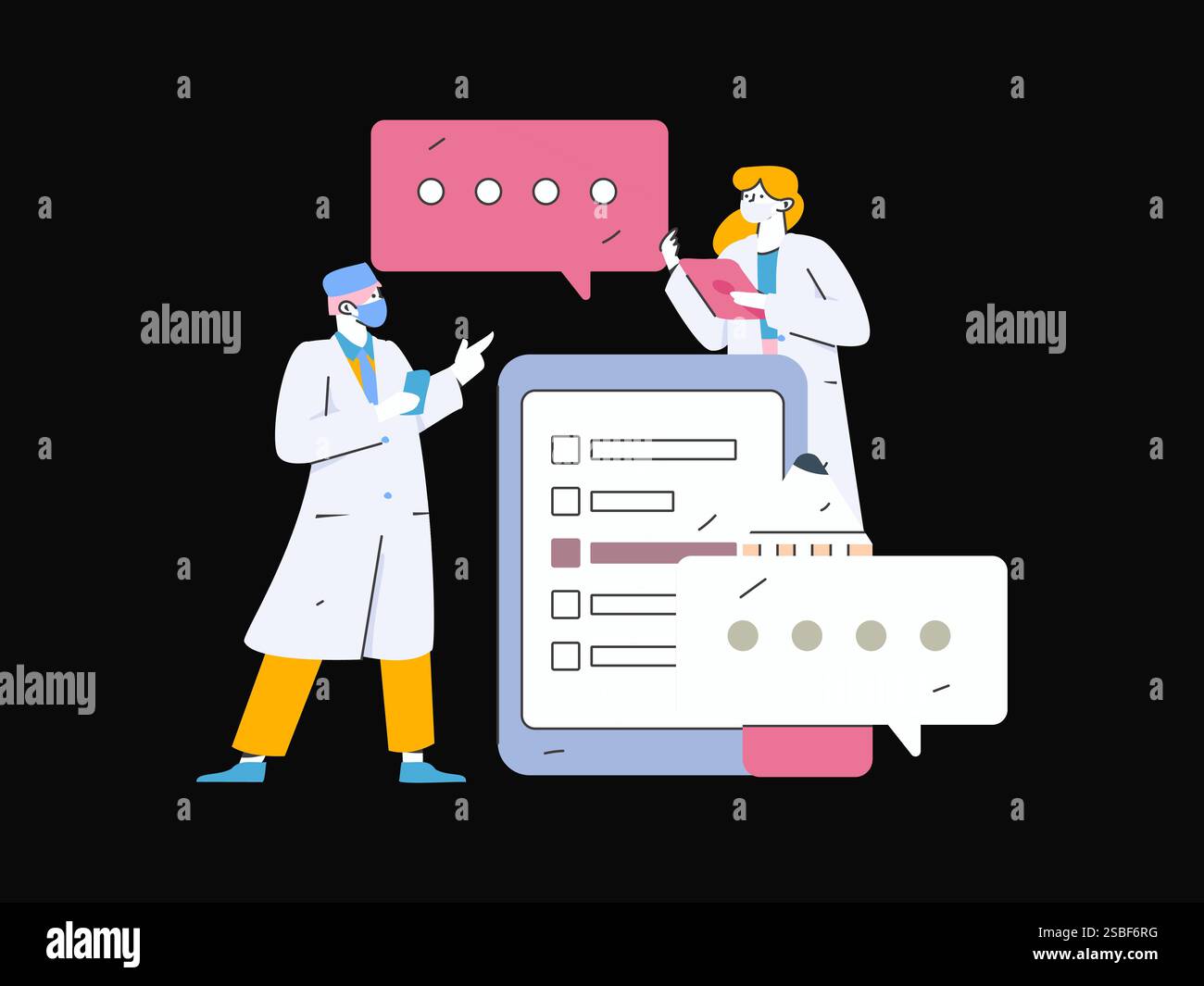 Doctor examines patient flat vector concept operation hand drawn ...