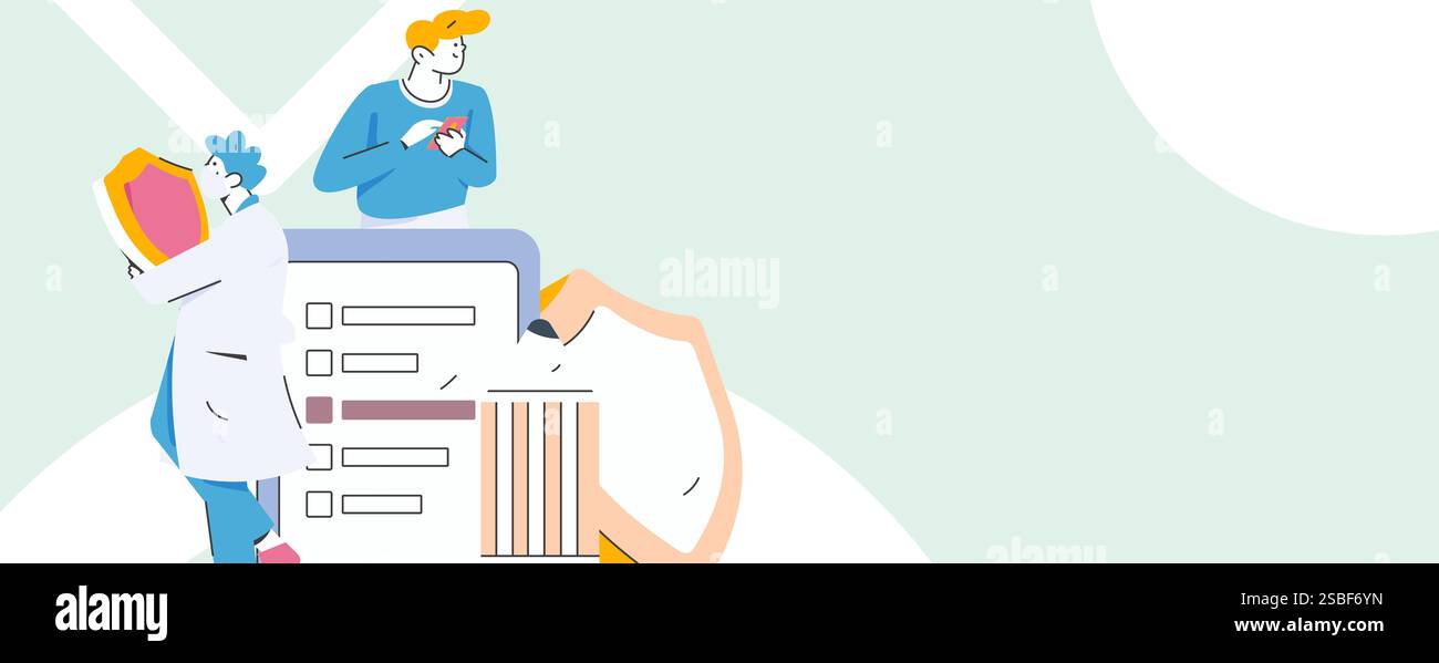 Doctor examines patient flat vector concept operation hand drawn ...