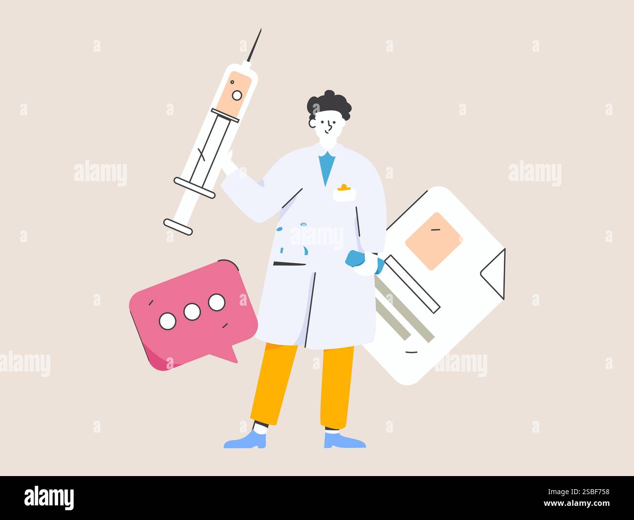 Doctor examines patient flat vector concept operation hand drawn ...
