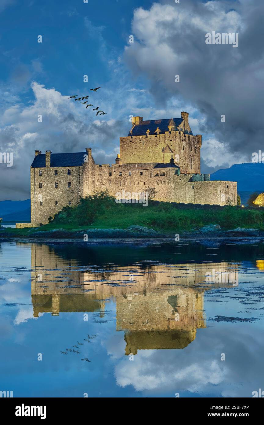 Eilean Donan Castle is built on a is a small tidal island situated at ...