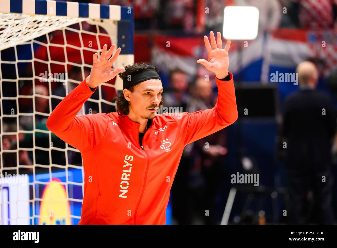 Oslo, Norway. 02nd, February 2025. Jannick Green of Denmark is warming ...