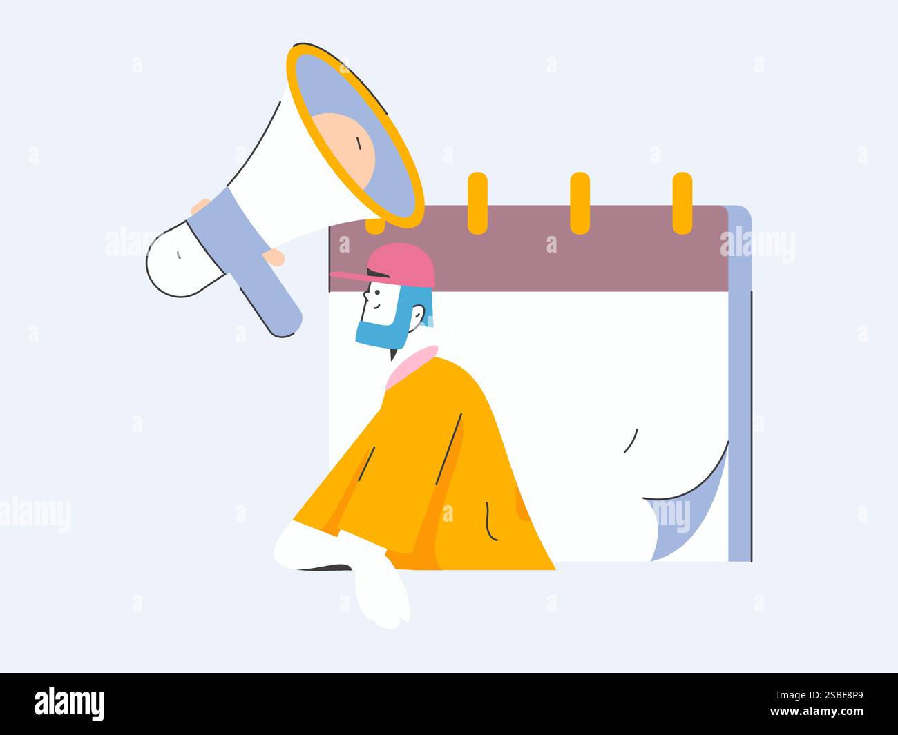 Notification announcement vector creative flat hand drawn illustration ...