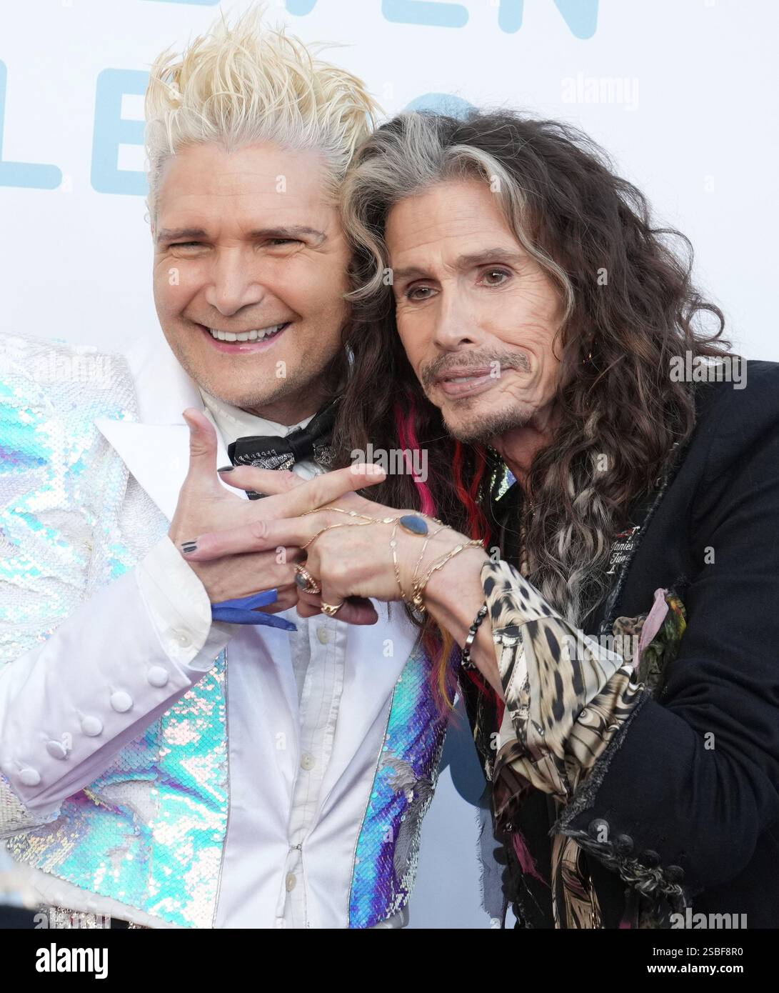 Los Angeles, USA. 02nd Feb, 2025. (L-R) Corey Feldman and Steven Tyler ...