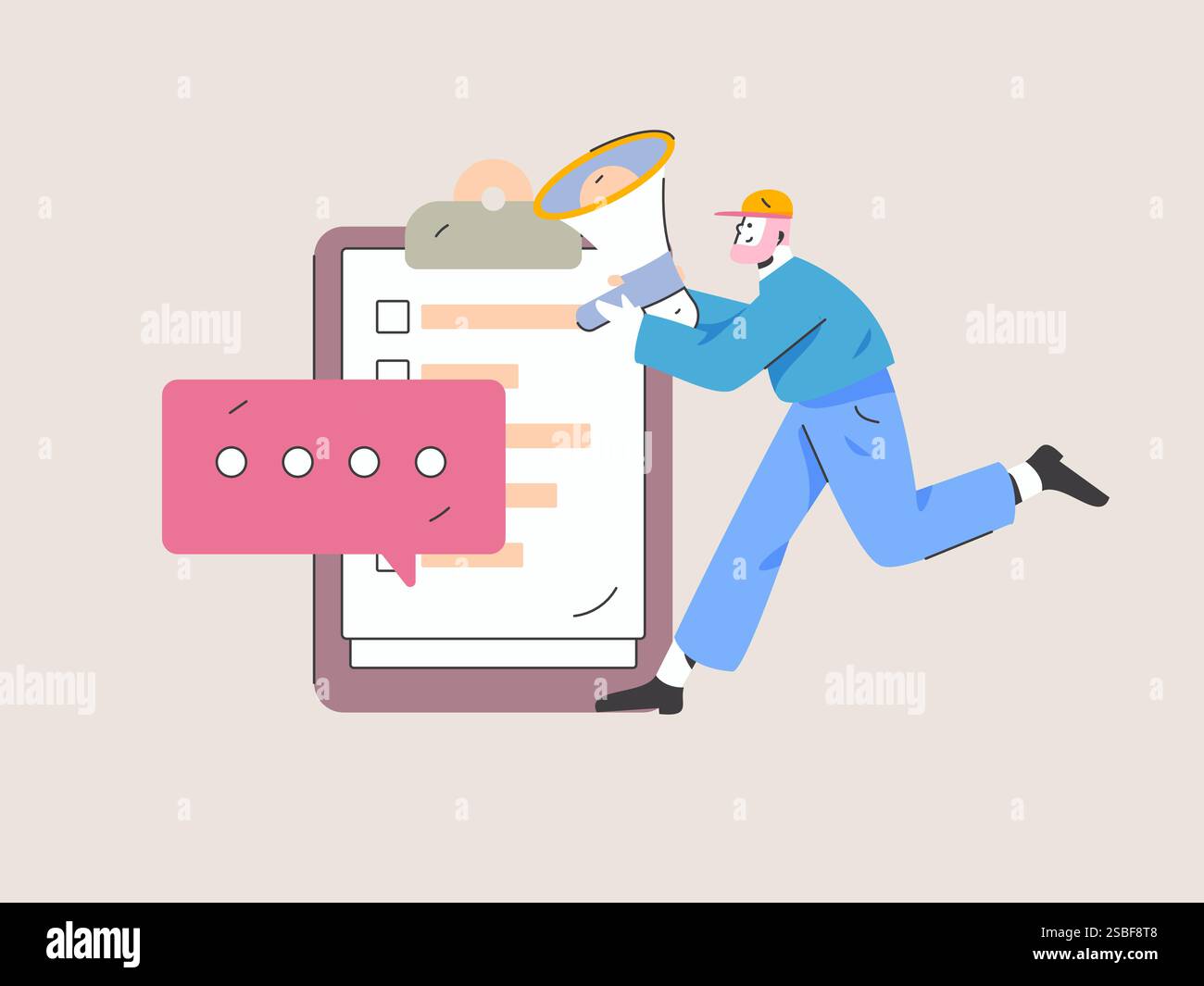 Notification announcement vector creative flat hand drawn illustration ...