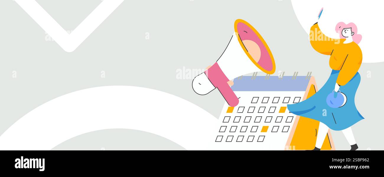 Notification announcement vector creative flat hand drawn illustration ...