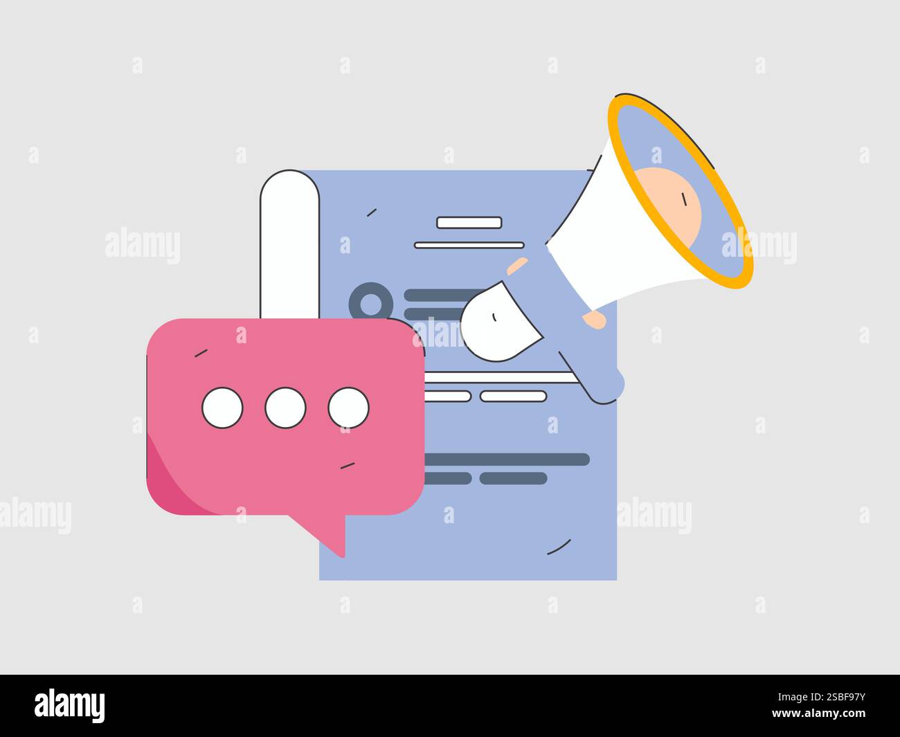 Notification announcement vector creative flat hand drawn illustration ...