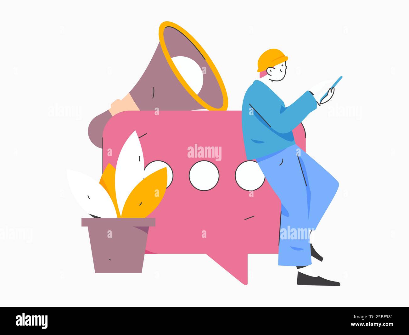 Notification announcement vector creative flat hand drawn illustration ...