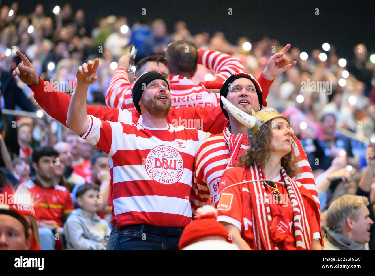 Oslo, Norway. 02nd Feb, 2025. Danish handball fans seen on the stands during the 2025 IHF Men's ...