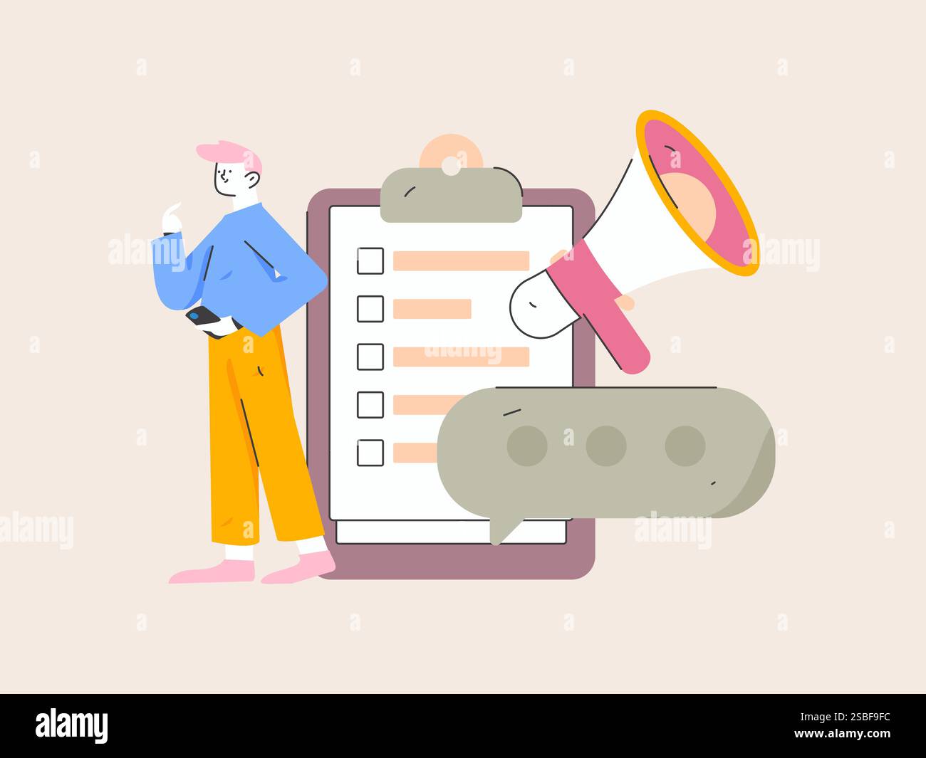 Notification announcement vector creative flat hand drawn illustration ...