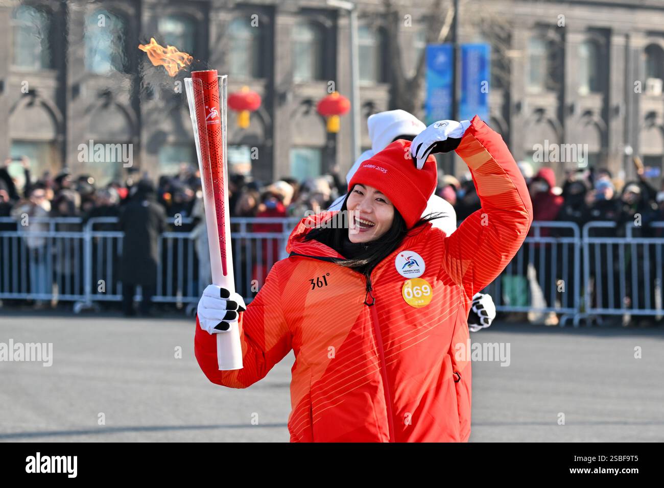 Harbin, China's Heilongjiang Province. 3rd Feb, 2025. Torch bearer, Liu ...