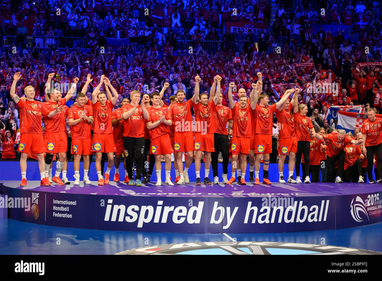 Oslo, Norway. 02nd Feb, 2025. The players of the national team Denmark ...
