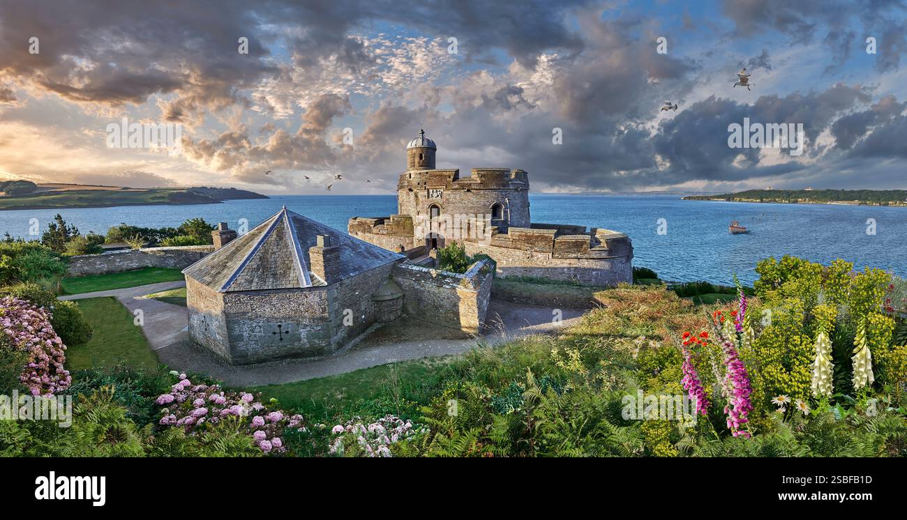 St Mawes artillery fort as Falmouth harbour Cornwall, England. St Mawes ...