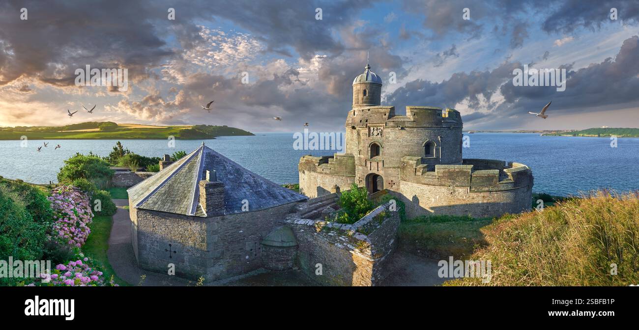 St Mawes artillery fort as Falmouth harbour Cornwall, England. St Mawes ...