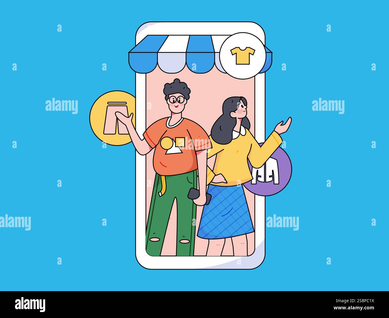 Internet celebrity live broadcast with goods vector internet hand drawn ...