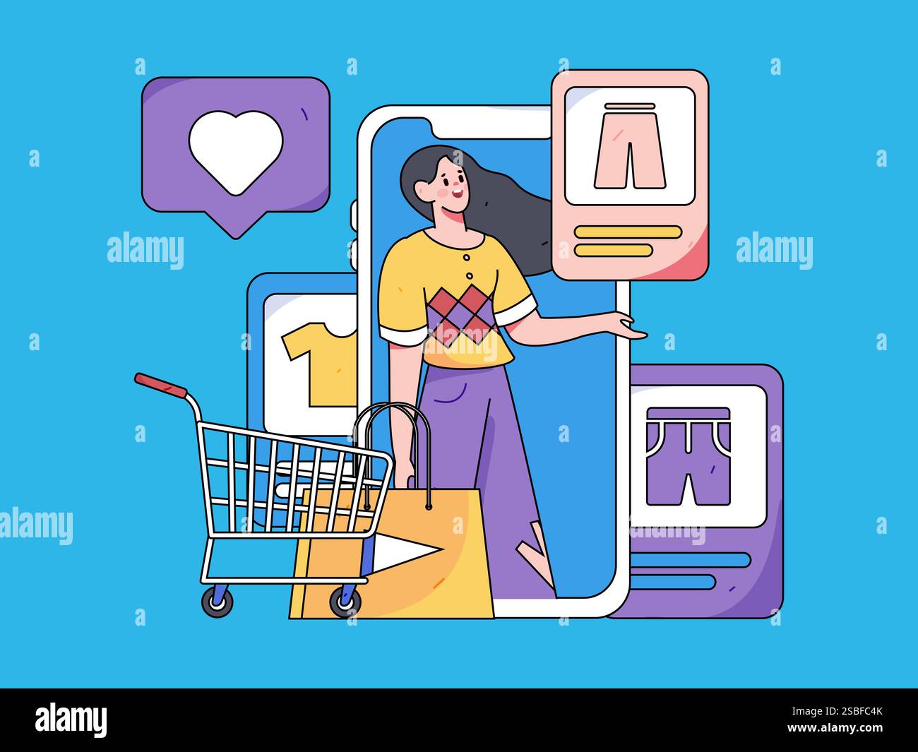 Internet celebrity live broadcast with goods vector internet hand drawn ...