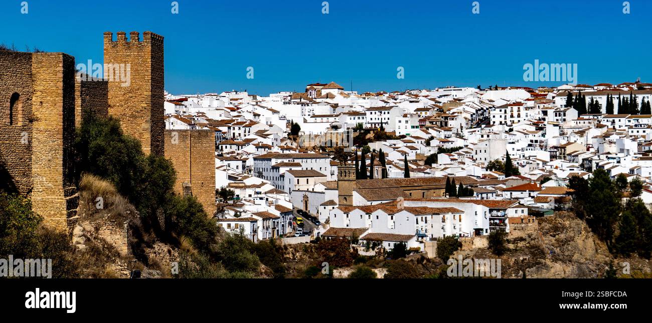 A panoramic view of a picturesque white village with traditional ...