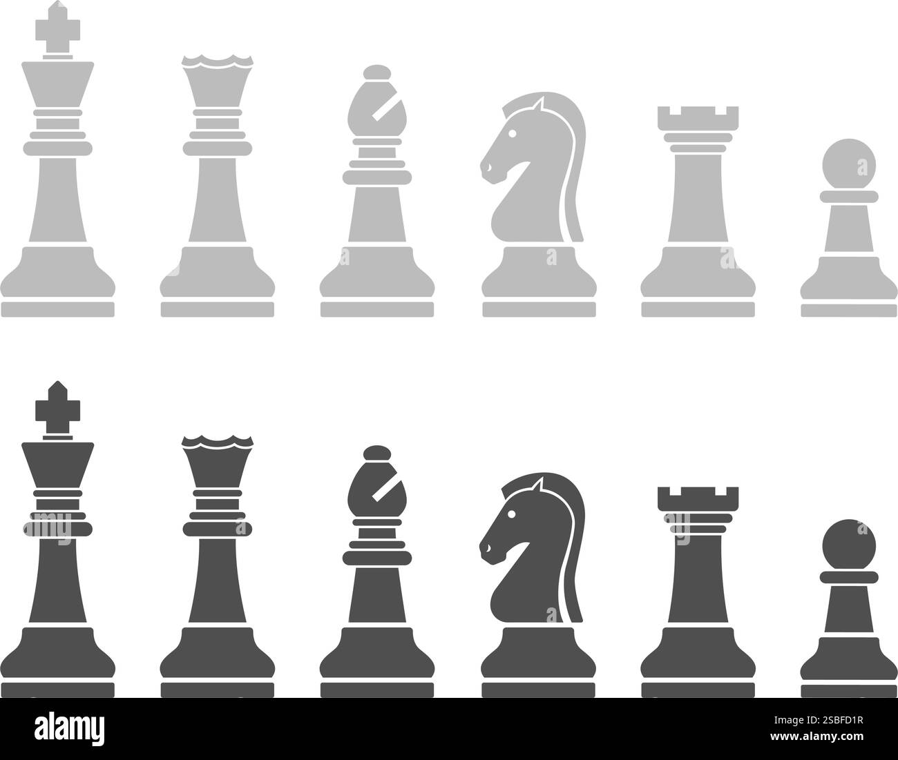 Set of chess pieces standing in line, isolated: chess game, strategy ...