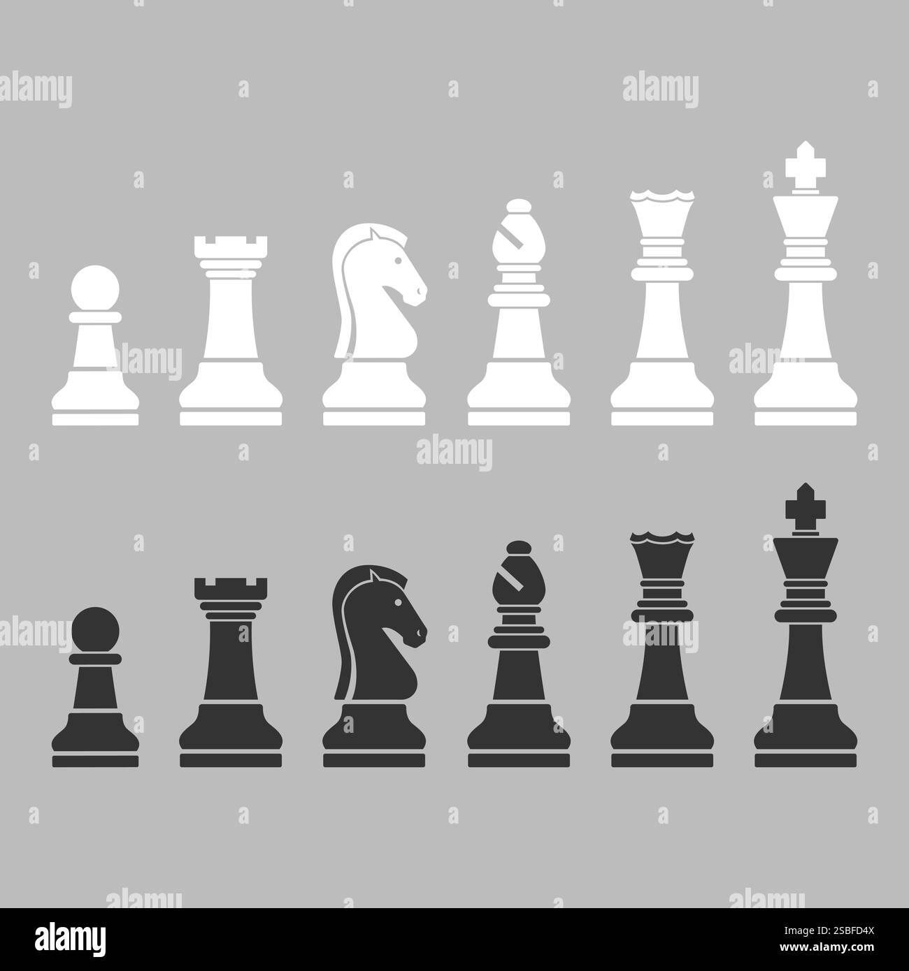 Set of chess pieces standing in line, isolated: chess game, strategy and board games concept ...