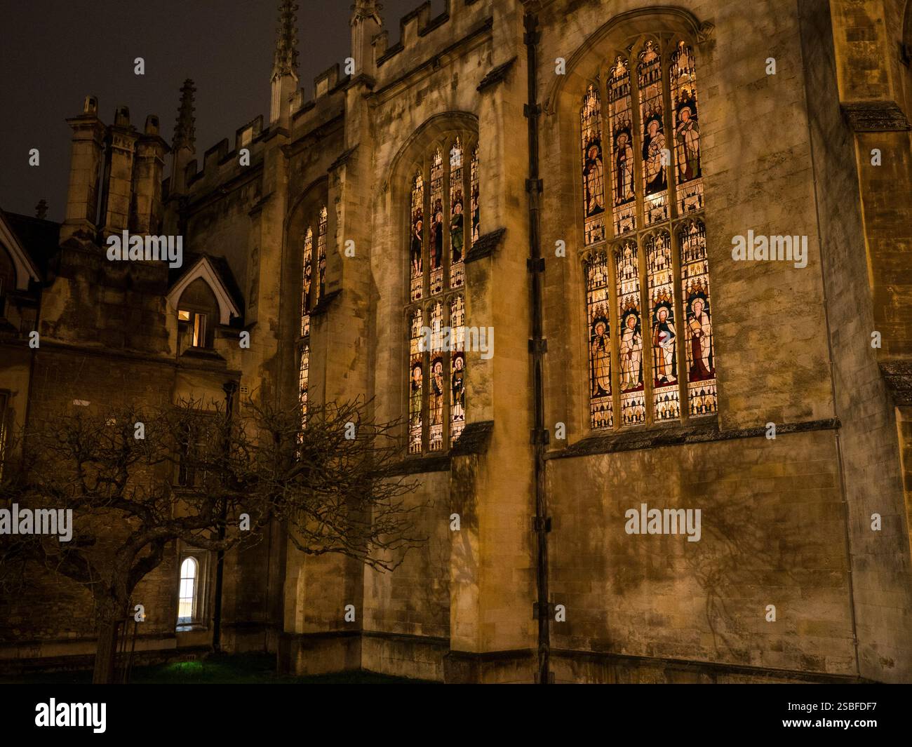 Stained Glass Windows, Nighttime, Trinity College Chapel, Trinity ...