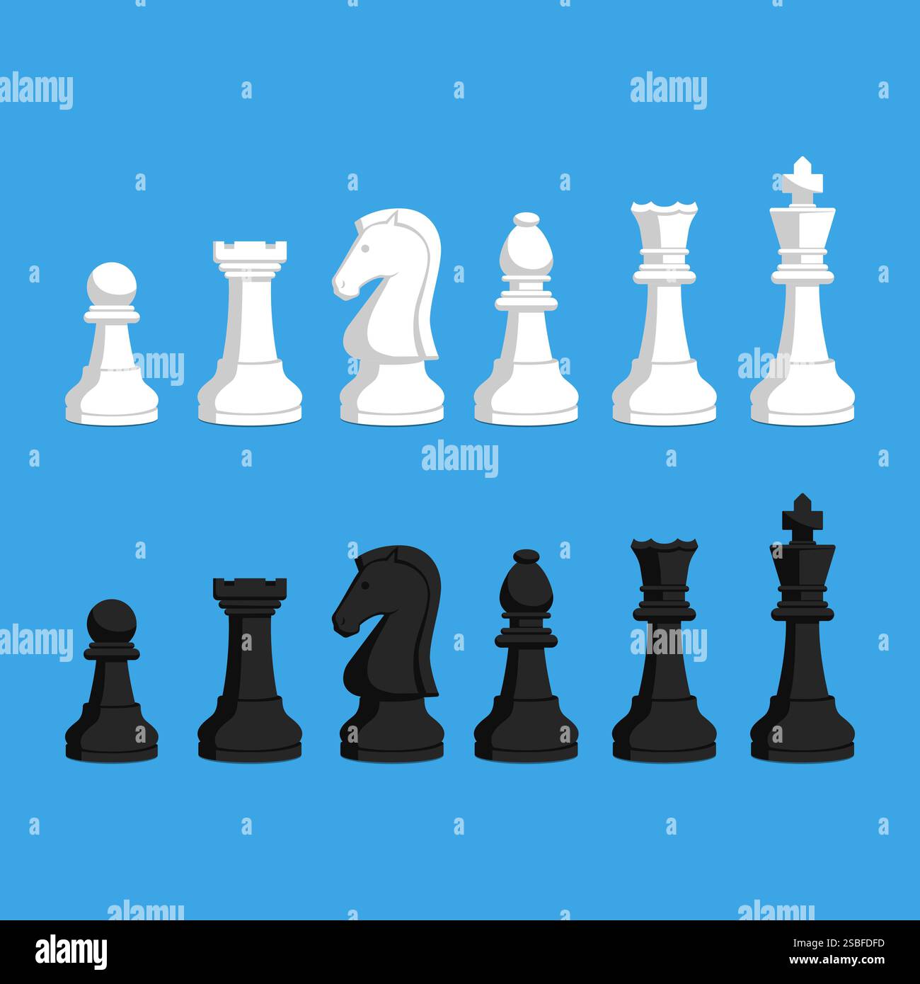 Set of chess pieces standing in line, isolated: chess game, strategy and board games concept ...