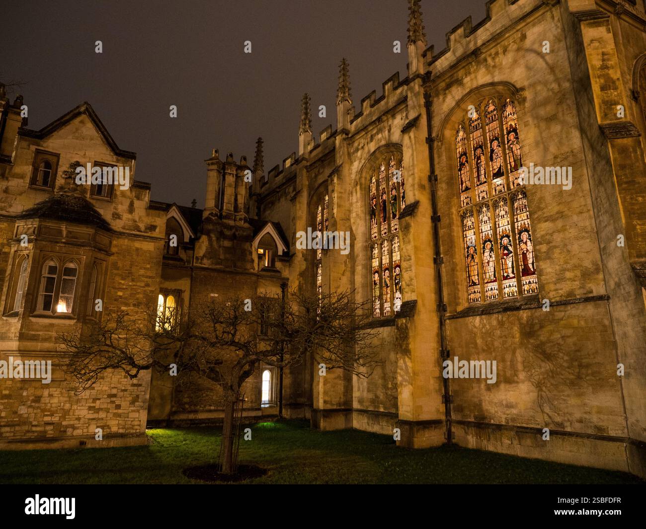 Stained Glass Windows, Nighttime, Trinity College Chapel, Trinity ...