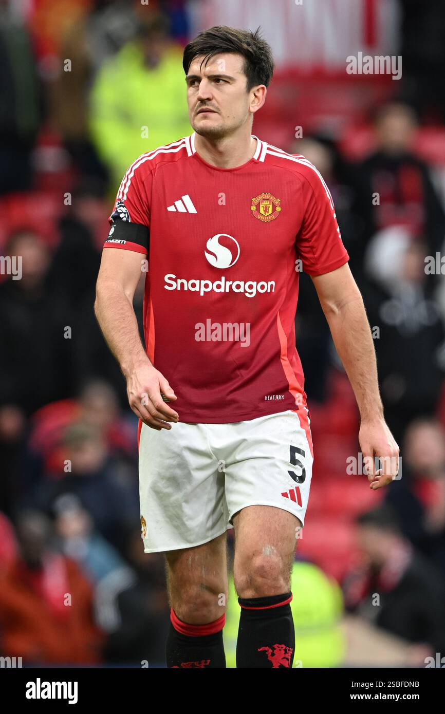 Manchester United defender Harry Maguire (5) looks dejected following ...