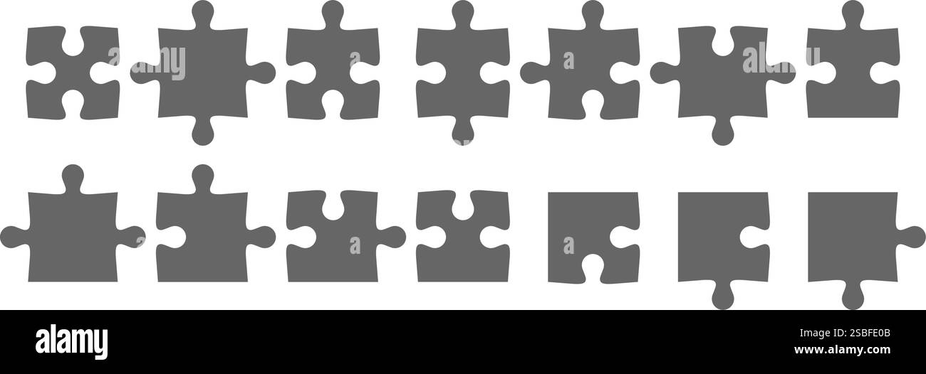 Set of one color jigsaw puzzle pieces isolated Stock Vector Image & Art ...