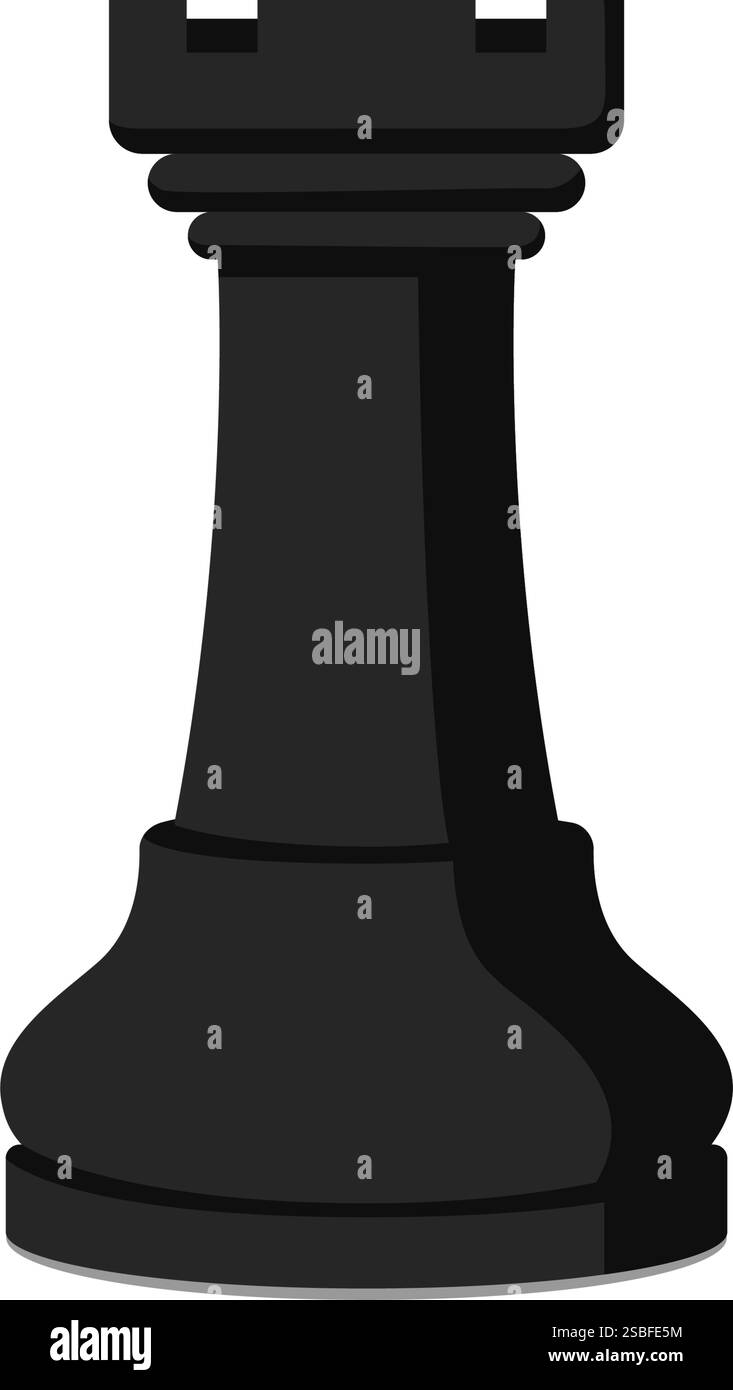 Chess piece isolated: black rook, strategy and board games concept ...