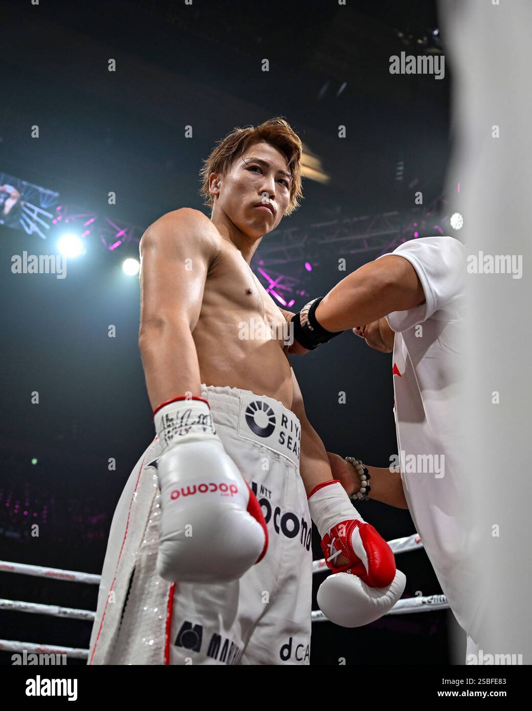 Champion Naoya Inoue of Japan during the world super-bantamweight title ...