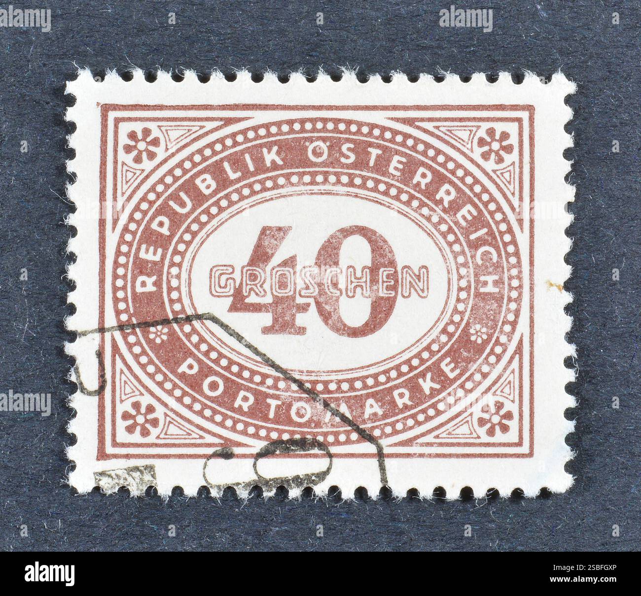 Cancelled Postage Due stamp printed by Austria, that shows Numeral ...